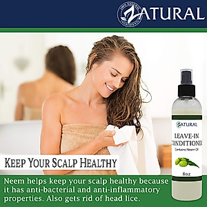 Zatural Neem Leave-In Conditioner (8 Ounce) Moisturizing conditioner for healthy hair and scalp.