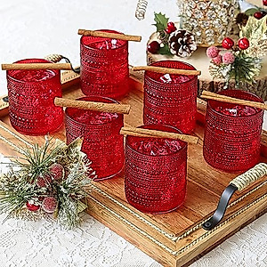 Kate Aspen Hobnail Beaded Drinking Glasses Vintage Glassware Set | Cocktail Glass Set, Juice Glass, Water Cups | Makes A Great Hostess Gift, Gift for Newlyweds (Red)