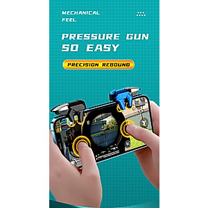 2022 New Model Seven Trees Mobile Game Controller for PUBG/Fornite/Knives Out/Rules of Survival/Call of Duty Gamepad Trigger Aim Button L1R1 L2 R2 Shooter Joystick for iPhone Android iPad Mini 5 Phone Game Pad Accesorios (Blue)