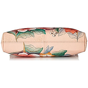 Anna by Anuschka Women's Genuine Leather Medium Crossbody with External Zipper Pocket | Hand Painted Original Artwork | Vintage Garden