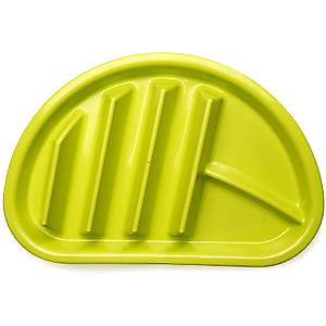 Stephanie Imports MADE IN USA Set of 3 Taco Serving Plastic Plates With Side Compartments in Teal, Red and Lime Green (BPA-Free, Microwave and Dishwasher Safe)