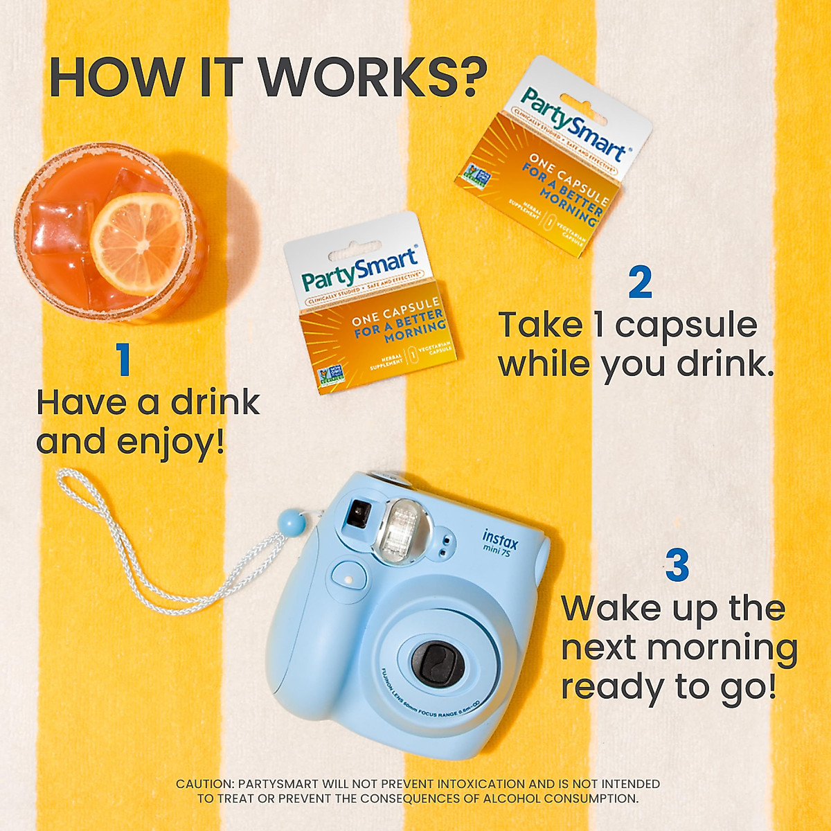 PartySmart, One Capsule for a Better Morning, 10 nights out Supply, Non-GMO, Plant-based, 250 mg, 10 capsules