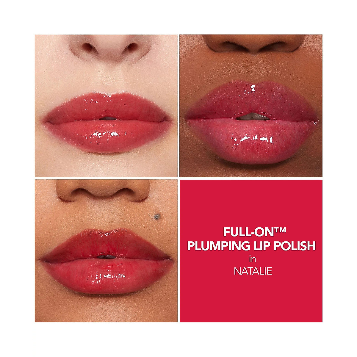 Buxom Full-On Plumping Lip Polish, Tinted Lip Plumper Gloss, Plumping Formula with Peptides & Vitamin E, Moisturizing Lip Plumping Gloss, Reds, Mauves & Reds