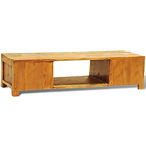 THYUOVAI Reclaimed Wood TV Cabinet,Media Cabinet Tv Console Stereo Cabinet Low Board Plasma Cabinet Suitable for Living Room,Bedroom,Closet,Hallway with 2 Doors Vintage Antique-Style
