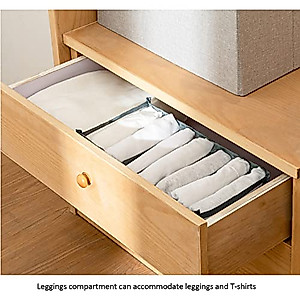 funluck Drawer Organizer for Clothes Jeans Compartment Storage Box Wardrobe Closet Organizers Storage Baskets Foldable Easy to Clean Save Space Clothes Drawer Mesh for Bedroom (2Gy,7grids-M)