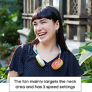 SPICE OF LIFE Portable Neck Fan - Hands-Free Wireless W Fan 2nd Edition - Rechargeable Battery, 2.5 to 7 Hour Life, 3 Speed Settings, Stimulating Breeze Helps Prevent Sleepiness While Driving