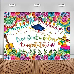 Mocsicka Mexican Graduation Backdrop Congrats Grad Fiesta Party Decorations Taco Bout a Future Bachelor Fiesta Decor Class of 2023 Cactus Backdrops (8x6ft(96x72 inch))