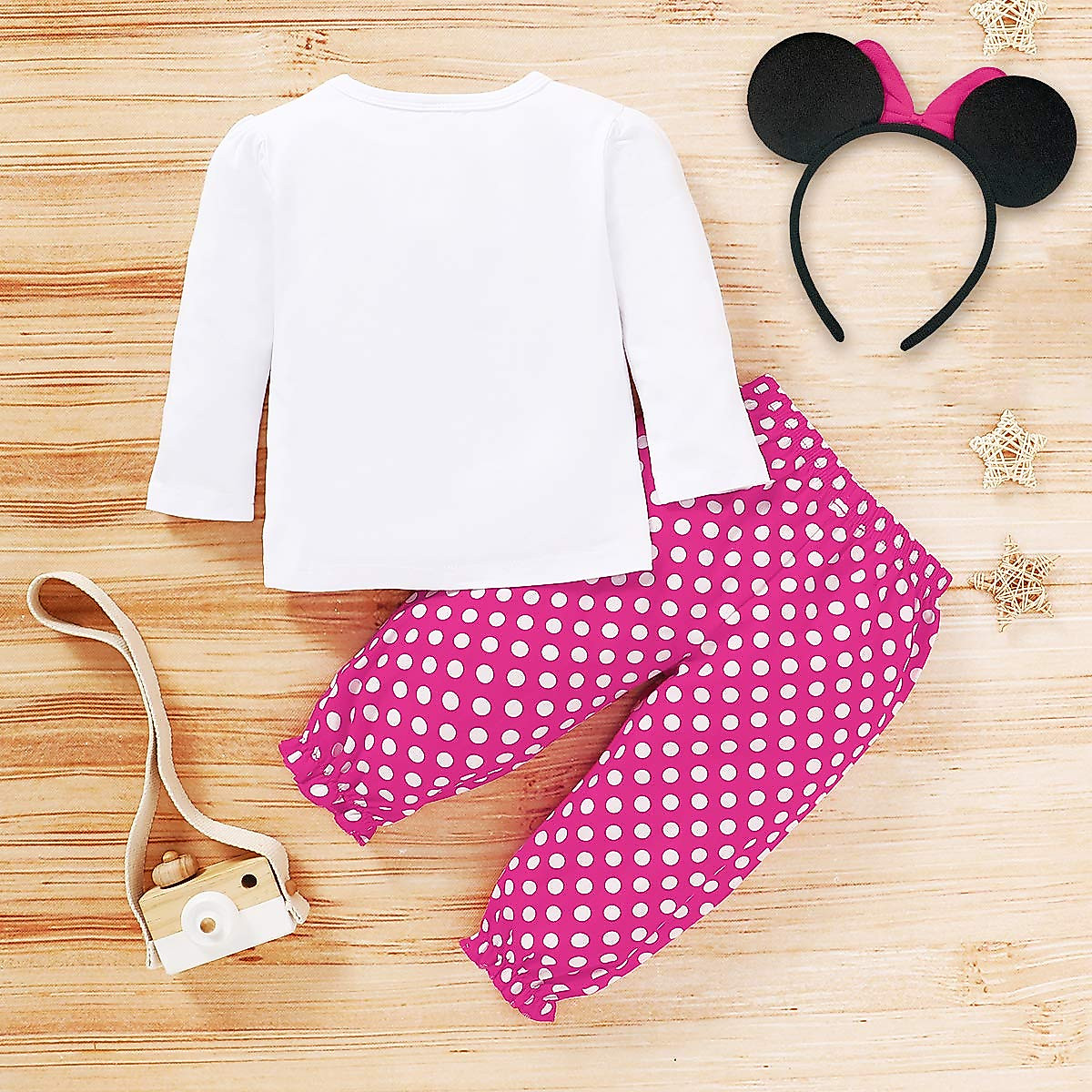 ODASDO Toddler Baby Girl 2nd Second Birthday Party Cake Smash Outfit Cotton Long Sleeve T-shirt Top Pants Ear Bowknot Headband 3pcs Clothes Set Photo Props Hot Pink 18-24 Months