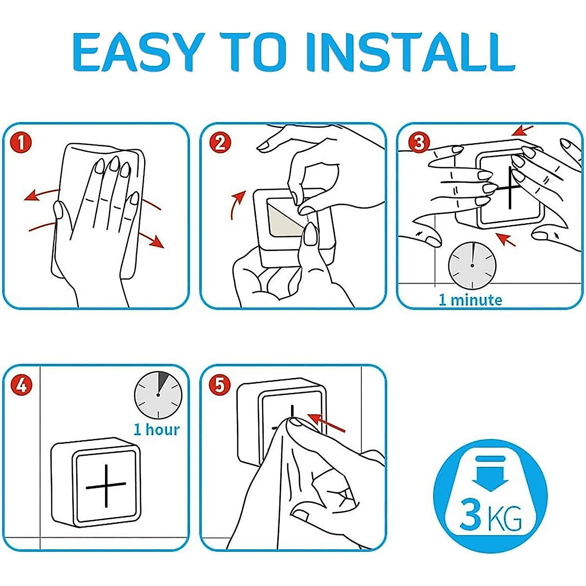 ZYLONE 3 Pack Kitchen Towel Hooks - Self Adhesive Towel Holders for Kitchen,Wall Mounted Kids Hand Towel Hook,Ideal as Bathroom, Dish Towel Holders (3 PCS^Black&Black)