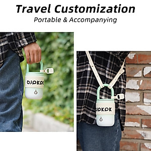 BJPKPK 13oz Insulated Stainless Steel Loop Tumbler With Lid And Handle Travel Coffee Mug Thermal Cup,Green Fog