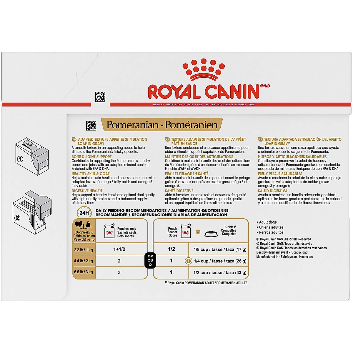 Royal Canin Breed Health Nutrition Pomeranian Adult Loaf in Gravy Pouch Dog Food, 3 oz. Pouch (Pack of 12)