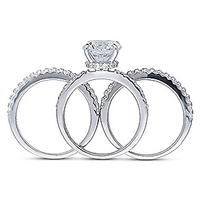 BERRICLE Sterling Silver Hidden Halo Wedding Engagement Rings Cubic Zirconia CZ Solitaire Ring Set for Women, Rhodium Plated Size 10