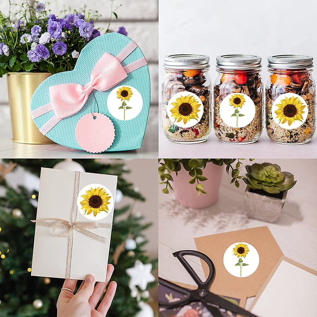 Pop Resin Sunflowers Sticker 1.5 inch Wildflower Sticker for Crafts Water Bottle Laptop Notebook 500 pcs per roll Christmas Valentine Labels,Yellow