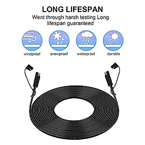 Geosiry 25FT 16 AWG SAE Extension Cable, SAE Cable with Dustproof Cap for Solar Panel Motorcycle Automotive RV Battery (25FT)