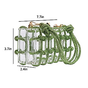 Diamante hand Bag. Rhinestone Evening bag. Hardbodied acrylic handbag. Gift for her. Sparkling rope handbag(Green