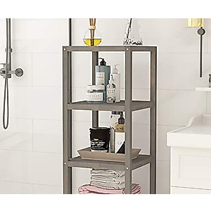 INTERBUILD REAL WOOD Holger 5 Tier Storage Shelving Tower, Acacia Wood, 53" x 15" x 15" - Dusk Grey