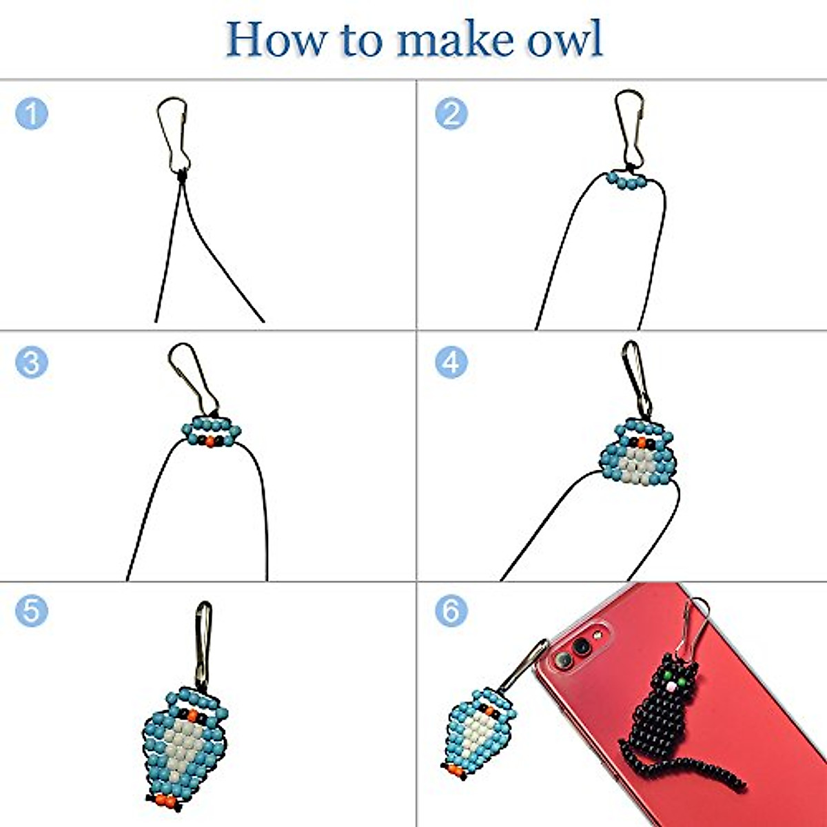 SUNNYCLUE 1 Box 1000+pcs DIY 10 Sets 4mm Seed Beads Kit Arts and Crafts for Include Keychain, Keyring & Lanyard Clips, Instruction Pony Beads Kit Christmas Gift Jewelry Making Paper Box Plastic Case