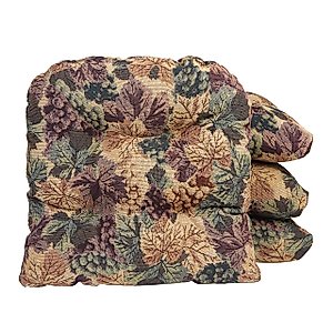 Klear Vu Gripper Overstuffed Universal Non-Slip Dining Chair Cushions for Kitchen Decor or Office Use, U-Shaped Skid-Proof Seat Pad, 15x15 Inches, 4 Count (Pack of 1), Multicolored