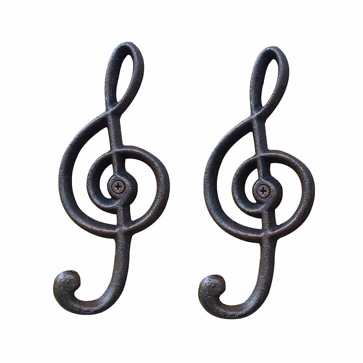 Hdtyyln Music Note Wall Hooks, 2 Pack Retro Cast Iron Note Hook Kitchen Hook Wall Hanging Wall Hanging Clothes and Caps Hook 6.3"X2.75" (Note)