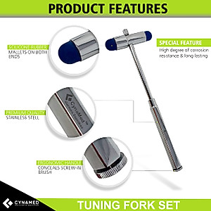 Cynamed Diagnostic Tuning Fork Set with Buck Hammer