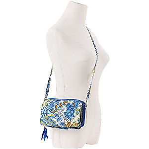 Brentano Cotton quilted double-zipper crossbody wallet purse and clutch (TROPICAL PARADISE)