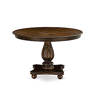 East West Furniture FE2-07-TP Ferris Dining Table - a Round Wooden Table Top with Pedestal Base, 48x48 Inch, Distressed Jacobean