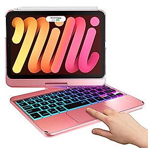 typecase Touch Keyboard for iPad Mini 6 Keyboard 2021: 10 Colors Backlit Keyboard for 8.3-inch iPad Mini 6th Generation, 360 Rotating Protective Case, Slim Wireless Keyboard Case (Rose Gold)
