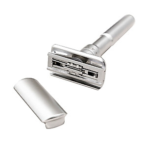 Travel Double Edge Safety Razor, River Lake RZ700 Long Handle Adjustable Classic Safety Shaver Razor (Razor with Protective Case,Brown)