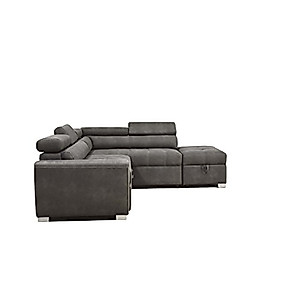 ACME Furniture Thelma Sleeper and Ottoman Sectional Sofa, Grey