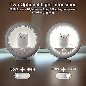 ALACRIS Cute Cat Motion Sensor Night Light (2 Pack), Cordless Rechargeable LED Night Light, Stick-Anywhere Closet Lights Stair Lights, Wall Lights for Hallway, Bedroom, Kids Room