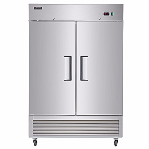 WILPREP Commercial Freezer ETL-Listed, 54" 2 Solid Door 2 Section Freezer with 42.2 cu. ft. Capacity, Stainless Steel Reach in Freezer with Air Cooling