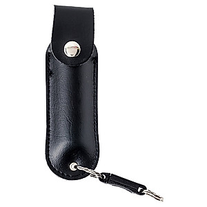 Smith & Wesson Pepper Shield Quick Release Large Pepper Spray Keychain with Leather Holster.75-Ounce, Black Finish