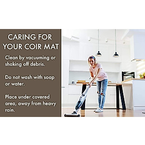 COCO MATS 'N MORE Brown Rolling Scrolls Bordered Personalized Coco Doormat 18" x 30" with Vinyl Backing | Personalized Coir Front Door Mat | Tough Coir Husk Cleans Dirtiest Shoes