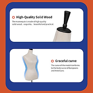 Sewing Mannequin Torso Manikin Dress Form 53-67 Inch Height Adjustable Female Retail Mannequin Dress Model Display Torso Body Tripod Stand Clothing Forms