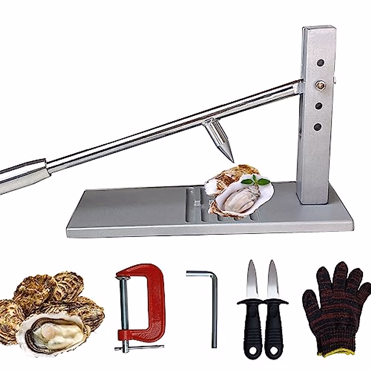 Dsyisvia Oyster Shucker Tool Set，Oyster Clam Opener，Oyster Shucking Machine, Oyster Opener with Oyster Knife for Hotel Buffets and Homes and Gift
