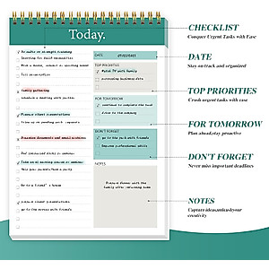 To Do List Notepad - Daily Planner Pad Undated 52 Sheets Tear Off , 6.5" x 9.8" Planning Pad Checklist Productivity Note Pad for Work and Personal Organized