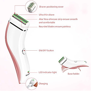 Electric Razor for Women, Nicare Women Electric Shaver with 3-1 Shaving Blade for Bikini Trimmer Body Hair Removal for Legs and Underarms Rechargeable Painless Cordless Wet and Dry Use