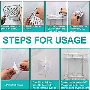 Guaber Shower Caddy Corner Shelf, 2 Tiers Aluminum Alloy Wall Mounted Bathroom Shower Organizer, Self Adhesive Shower Shelf Basket Shampoo Storage Rack with Hooks for Bathroom Toilet Dorm Kitchen