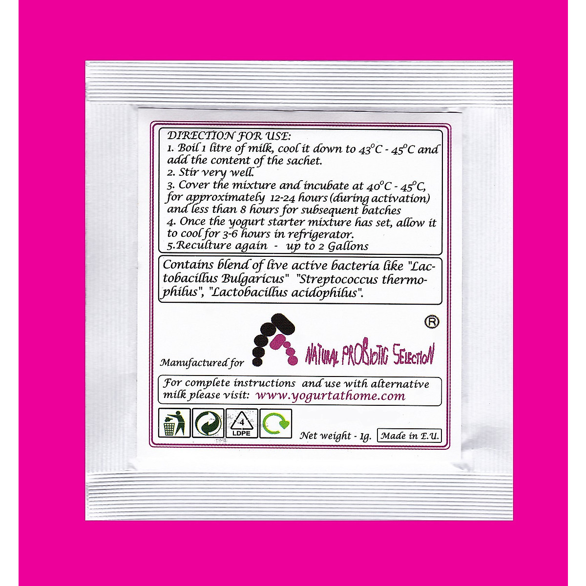 Yogurt Starter Cultures - Pack of 3 Freeze-dried Culture Sachets for Acidophilus Yogurt