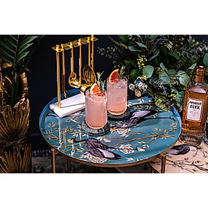 Vintage Flamingo Collins Gin and Rum Cocktail Glasses | Set of 4 | 12 oz Crystal Highball Glassware for Drinking Mojito, Gin Tonic, Bar Drinks | Tropical Glassware Collection