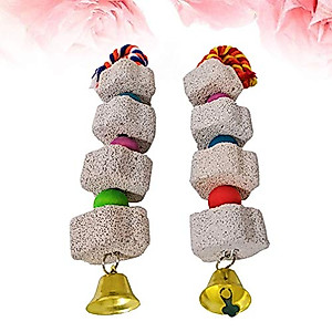 balacoo Parakeet Beak Stone- Bird Chewing Toys, 2PCS Mineral Rock Chewing Toys Star Shape with Bell for Parrot Parakeet