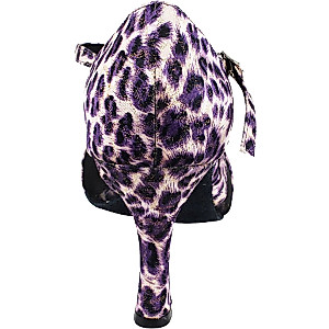 Women's Ballroom Dance Shoes Tango Wedding Salsa Dance Shoes Purple Leopard & Black Mesh Sera1398EB Comfortable - Very Fine 2.5" Heel 7.5 M US [Bundle of 5]