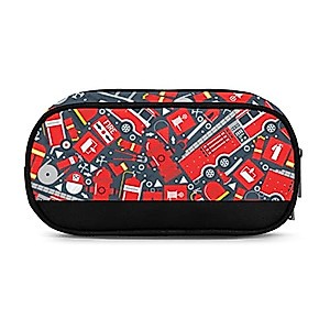 Fire Truck Custom Pencil Pen Case, Personalized Pencil Bag Pouch Box with Zipper, Pencil Pouch for School Office and Travel