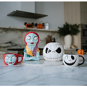 Disney Decorations Nightmare Before Christmas Jack and Sally Mugs | Kitchen Accessories | Cute Ceramic Housewarming Gifts For Men And Women And Kids | Official Licensee | 1 Set