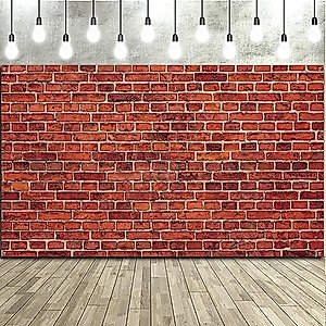 Red Brick Wall Party Backdrop, Large Fabric Red Brick Sign Photo Backdrops Background for Baby Shower Birthday Party Wedding Graduation Home Decoration Photo Booth Prop Banner (59.8 x 83.9 Inch)