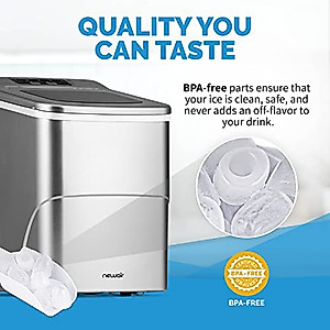 Newair 26 lbs. Countertop Ice Maker, Portable and Lightweight, Intuitive Control, Large or Small Ice Size, Easy to Clean BPA-Free Parts, Perfect for Cocktails, Scotch, Soda and More