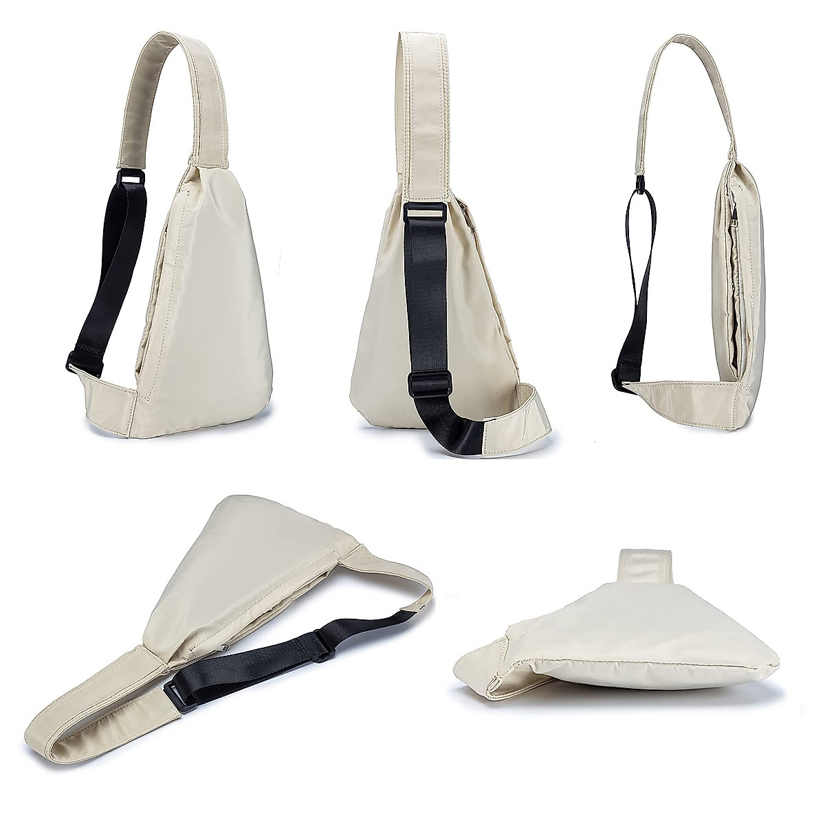 Croogo Anti-Theft Shoulder Backpack Sling Chest Bags One Strap Daypack Waterproof Crossbody Bag,Beige