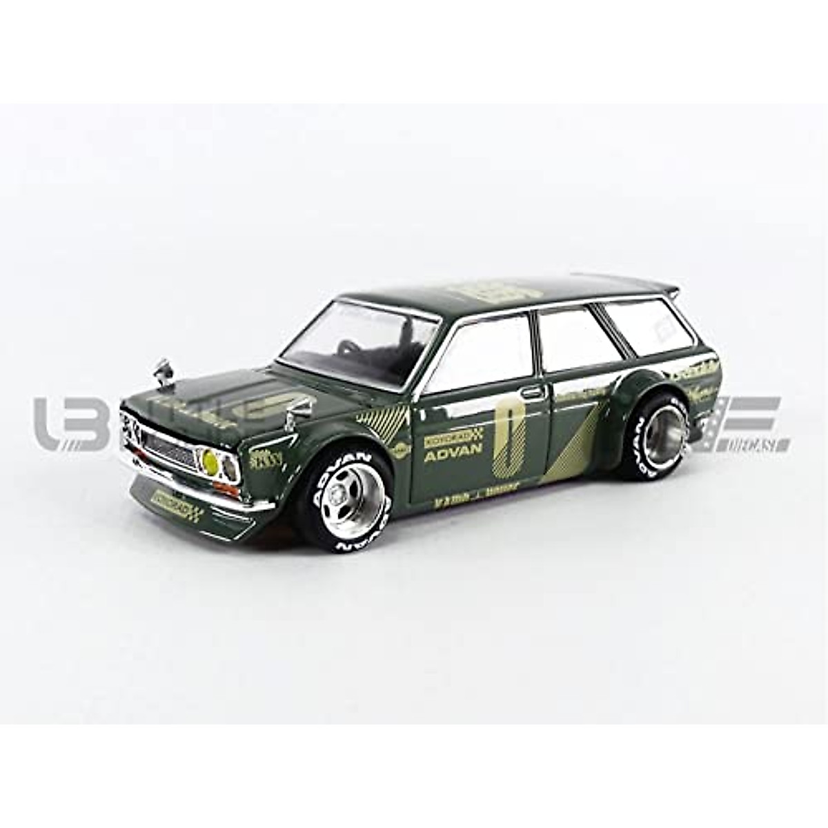 Truescale Miniatures 1971 Datsun 510 Wagon Right Hand Drive Green (Designed by Jun Imai) Kaido House Special 1/64 Diecast Model Car True Scale Miniatures KHMG010