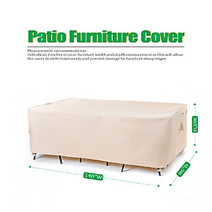 F&J Outdoors Waterproof Anti-UV Heavy Duty Rip-stop Fabric Extra Large Patio Furniture Covers, 140"x86"