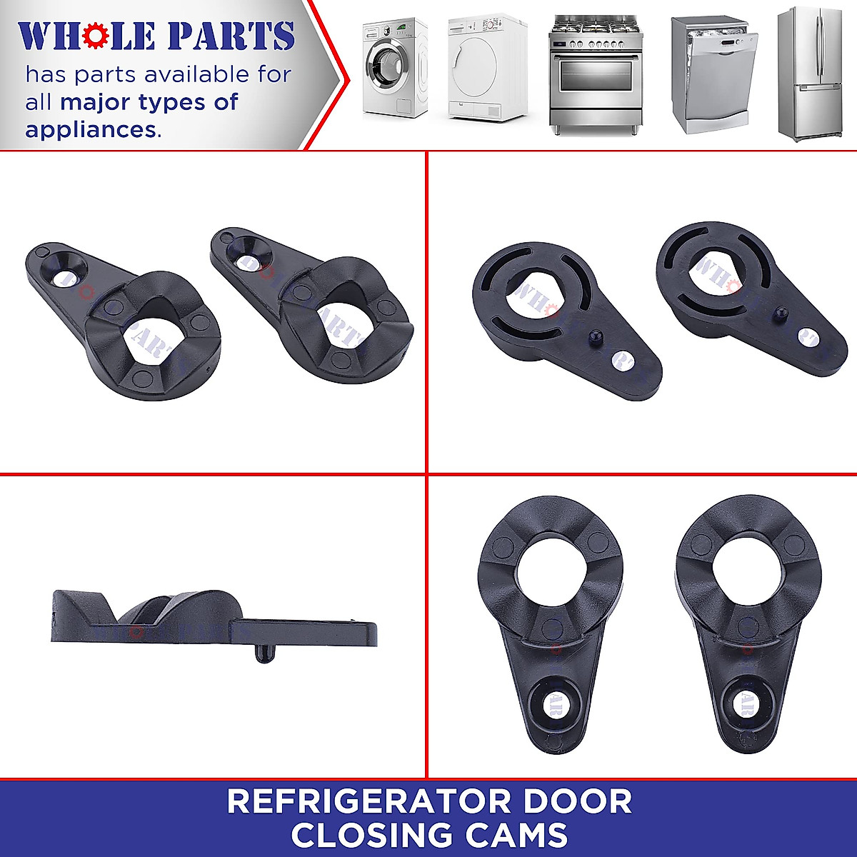 Whole Parts Refrigerator Door Closing Cams (2 Pcs Set) Part # 240457702 - Replacement & Compatible With Some Frigidaire Refrigerators - Non-OEM Frigidaire Appliance Parts & Accessories - 2 Yr Warranty